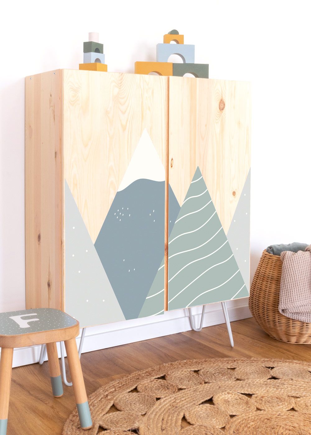 Autocollant pour armoire IKEA IVAR - bleu nordique